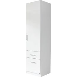 Dreht&uuml;renschrank Rauch "Kleiderschrank Schrank Garderobe Schlafzimmerschrank CELLE", wei&szlig; (alpinwei&szlig;, hochglanz wei&szlig;, griffe alu), B:47cm H:197cm T:54cm, Holzwerkstoff, Schr&auml;nke, Dreht&uuml;renschrank, in 4 Breiten und 2 H&ouml;hen, optional mit Schubk&auml;sten MADE IN GERMANY