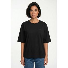 T-Shirt BOSS Orange "Eregular Premium Damenmode", Damen, Gr. M, schwarz 001, Single Jersey, Obermaterial: 100% Baumwolle, unifarben, relaxed fit normal, Rundhals, Shirts T-Shirt, mit Logo-Detail, Relaxed Fit