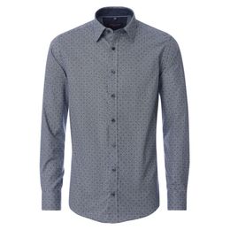 Langarmhemd Casamoda "Casamoda Freizeithemd Print", Herren, Gr. L, Normalgr&ouml;&szlig;en, blau, 100% Baumwolle, bedruckt, l&auml;ssig geschnitten, Hemden
