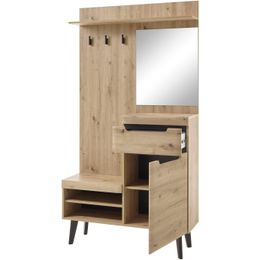 Garderoben-Set Home Affaire "Torge", braun (eiche artisan dekor), B:237cm H:197cm T:40cm, Kastenm&ouml;bel-Sets, im sch&ouml;nen Scandi Look