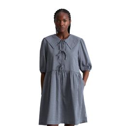 Marc O'Polo Minikleid MARC O'POLO DENIM "aus Baumwolle-Mix", Damen, Gr. L, Normalgr&ouml;&szlig;en, light blau, Obermaterial: 60% Baumwolle, 40% Modal, kariert, regular fit knielang, B&uuml;ndchen, Kleider Minikleid