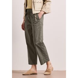 Paperbag-Hose Street One, Damen, Gr. 36, L&auml;nge 28, dusky gr&uuml;n (l&auml;nge 28), Web, Obermaterial: 98% Baumwolle, 2% Elasthan, unifarben, loose fit kn&ouml;chelfrei, Hosen Paperbag-Hose, mit elastischem Bund