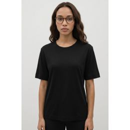 T-Shirt BOSS Orange "Emma Premium Damenmode", Damen, Gr. M, schwarz (schwarz 001), Web, Obermaterial: 100% Leinen, unifarben, h&uuml;ftbedeckend, Rundhals, abgesteppte Kante, Shirts T-Shirt, aus reinem Leinen, Rundhals
