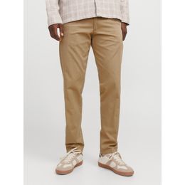 Jack & Jones Chinohose JACK & JONES "JPSTKANE BARRET CHINO NOOS", Herren, Gr. 32, L&auml;nge 34, braun (e.wood), Web, Obermaterial: 98% Baumwolle, 2% Elasthan, unifarben, relaxed fit kn&ouml;chellang, Hosen Chinohose