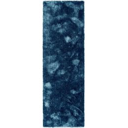 Hochflor-L&auml;ufer Bruno Banani "Dana Teppich, Kundenliebling" Gr. 19, blau, B:80cm H:30mm L:500cm, Kunstfaser, Teppiche, Br&uuml;cke, uni, weich, Mikrofaser, Diele, Flur, Wohnzimmer, Schlafzimmer