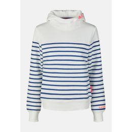 Kapuzenpullover SALZHAUT "Hoodie VASEN", Damen, Gr. M, blau (navy sanftes wei&szlig;), Obermaterial: 80% Baumwolle CO. 20% Polyester PES., Pullover Kapuzenpullover