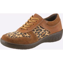 Schn&uuml;rschuh Casual Looks, Damen, Gr. 36, cognac, bedruckt, Glattleder, Nubukleder, Veloursleder, Schuhe Schn&uuml;rschuh