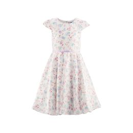Sommerkleid happy girls, M&auml;dchen, Gr. 110, N-Gr, lila, Web, Obermaterial: 65% Baumwolle, 35% Polyester. Futter: 100% Polyester, bedruckt, gebl&uuml;mt, festlich, Basic knieumspielend, Rundhals, Fl&uuml;gel&auml;rmel, Kleider Sommerkleid, f&uuml;r einen besonderen Anlass