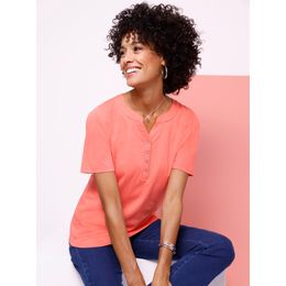 Kurzarmshirt Classic Basics "Kurzarm-Shirt", Damen, Gr. 38, koralle, 100% Baumwolle, unifarben, Rundhals, Shirts