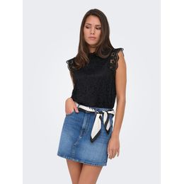 Jacqueline de Yong Spitzenshirt JDY "JDYLOTAS S/L LACE TOP JRS", Damen, Gr. L, schwarz, Jersey, Obermaterial: 95% Polyamid, 5% Elasthan, unifarben, normal, hoch geschlossener Ausschnitt, Shirts