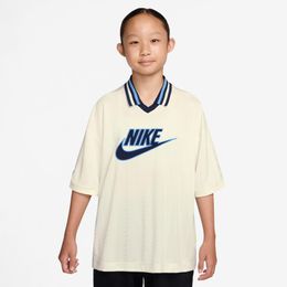T-Shirt Nike Sportswear "K NSW CLN JERSEY SS TOP", M&auml;dchen, Gr. L, soft pearl, m, Obermaterial: 100% Polyester, Shirts T-Shirt, f&uuml;r Jugendliche, sportlicher Stil, bequeme Passform