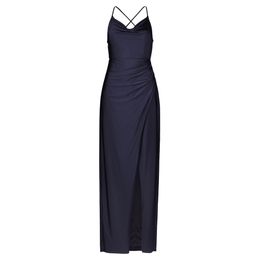 Abendkleid Vera Mont "Damen figurbetont", Damen, Gr. 34, Normalgr&ouml;&szlig;en, blau (night sky), Satin, Obermaterial: 81% Polyamid, 19% Elasthan. Besatz: 100% Polyamid. Futter: 100% Polyester, figurbetont lang, Wasserfallausschnitt, Kleider Abendkleid, Schlitz