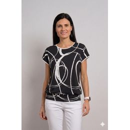 Kurzarmshirt Seidel Moden, Damen, Gr. 36, schwarz, Jersey, Obermaterial: 94% Viskose, 6% Elasthan, gemustert, tailliert h&uuml;ftlang, Rundhals, Shirts, mit grafischem Muster - Rundhals - MADE IN GERMANY