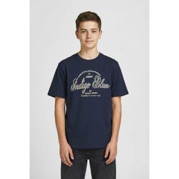 Jack & Jones Rundhalsshirt JACK & JONES JUNIOR "JJEDENVER GRAPHIC TEE SS O-NECK JNR", Jungen, Gr. 140, navy blazer, Single Jersey, Obermaterial: 100% Baumwolle, bedruckt, relaxed fit, Rundhals, Shirts Rundhalsshirt