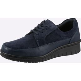 Schn&uuml;rschuh Casual Looks, Damen, Gr. 36, dunkelblau, Glattleder, Veloursleder, Schuhe Schn&uuml;rschuh