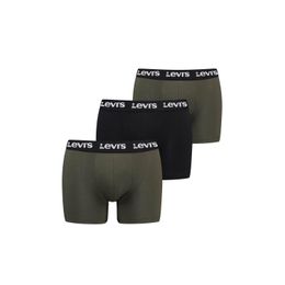 Levi's Boxershorts LEVI'S "Boxershort Repeat Logo Boxer Brief 3P 3er Pack", Herren, Gr. L, bunt (schwarz, gr&uuml;n), Obermaterial: 95% Baumwolle CO. 5% Elasthan EL., Unterhosen