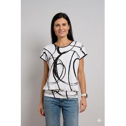 Kurzarmshirt Seidel Moden, Damen, Gr. 38, wei&szlig;, Jersey, Obermaterial: 94% Viskose, 6% Elasthan, gemustert, tailliert h&uuml;ftlang, Rundhals, Shirts, mit grafischem Muster - Rundhals - MADE IN GERMANY