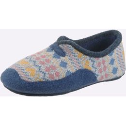 Hausschuh CLASSIC, Damen, Gr. 38, marine, gemustert, Textil, Basic, Schuhe Hausschuh