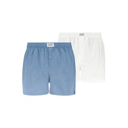 Levi's Webboxer LEVI'S "Web-Boxershorts Woven Boxers 2P 2er Pack", Herren, Gr. L, bunt (wei&szlig;, hellblau), Obermaterial: 100% Baumwolle CO., Unterhosen