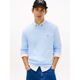 Strickpullover Tommy Jeans "TJM SLIM FIT LIGHT SWEATER", Herren, Gr. L, sweet blau, Strick, Obermaterial: 100% Baumwolle, slim fit normal, Rundhals, eingesetzt Rippstrickb&uuml;ndchen, Pullover Strickpullover, Slim fit mit Rundhalsausschnitt