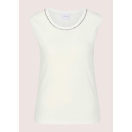 Madeleine Mode Kurzarmshirt MADELEINE "Top Elegantes Kurzarm Sommeroberteil mit Strass", Damen, Gr. 38, wei&szlig; (wollwei&szlig;), Obermaterial: 95% Viskose CV. 5% Elasthan EL., Modern, tailliert, Shirts, Strassband