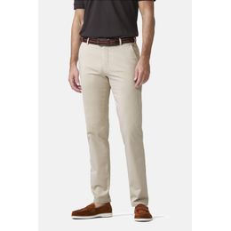 Chinos MEYER "NEW YORK Art.1-8130", Herren, Gr. 24, Normalgr&ouml;&szlig;en, beige, gemustert, 90% Baumwolle, 7% Kapok, 3% Elasthan, unifarben, regular fit lang, Hosen, mit buntgewebtem Innenfutter