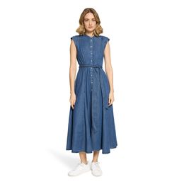 Jeanskleid Cartoon "Damen mit Eingrifftaschen", Damen, Gr. 36, Normalgr&ouml;&szlig;en, blau, Obermaterial: 61% Lyocell, 39% Baumwolle, tailliert kurz, Rundhals, Kleider