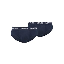 Levi's Slip LEVI'S "Slip Repeat Logo Brief 2P 2er Pack", Herren, Gr. L, blau (dunkelblau), Obermaterial: 95% Baumwolle CO. 5% Elasthan EL., Unterhosen Slip