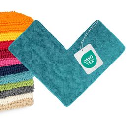 WohnDirect Eckbadematte, Petrol, Textil, 100x100 cm, Oeko-Tex&reg; Standard 100, Badtextilien, Badematten