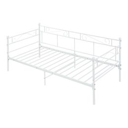 [en.casa] Tagesbett, Wei&szlig;, Metall, 90x200 cm, Schlafzimmer, Betten, Metallbetten