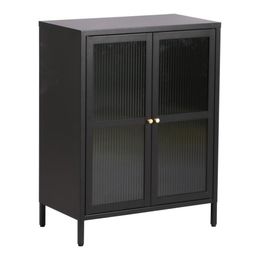 [en.casa] Vitrine, Schwarz, Metall, Glas, Rechteckig, 64x84x35 cm, Wohnzimmer, Wohnw&auml;nde, Vitrinenschr&auml;nke