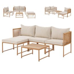 SVITA Gartenlouge, Beige, Metall, rechteckig, Gartenm&ouml;bel, Gartenm&ouml;bel-Sets