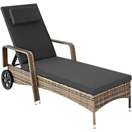 TecTake Sonnenliege, Natur, Kunststoff, 70x33x200 cm, Gartenm&ouml;bel, Gartenliegen