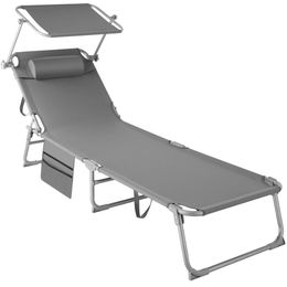 TecTake Sonnenliege, Grau, Kunststoff, 68x111x161 cm, Gartenm&ouml;bel, Gartenliegen