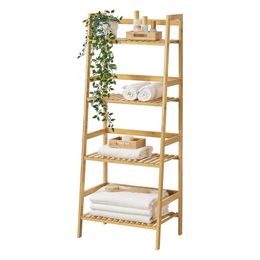 [en.casa] Leiterregal, Natur, Holz, Bambus, 48x123x32 cm, Wohnzimmer, Regale, B&uuml;cherregale