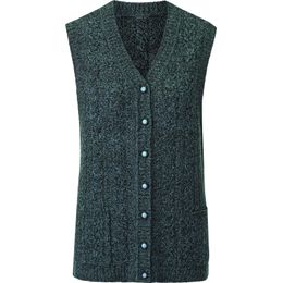 CR&Eacute;ATION L Damen Strickweste mit Zopfmuster ozean-meliert Gr&ouml;&szlig;e 40