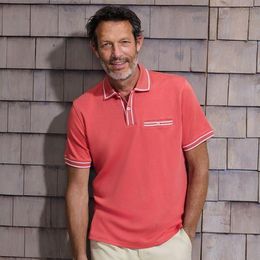 LANDS' END Supima-Poloshirt mit Streifendetails, Herren,  Rot, Baumwolle, by Lands' End