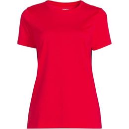 LANDS' END Supima Kurzarm-Shirt mit rundem Ausschnitt, Damen,  Pink, Baumwolle, by Lands' End