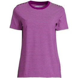 LANDS' END Supima Kurzarm-Shirt mit rundem Ausschnitt, Damen,  Pink, Baumwolle, by Lands' End