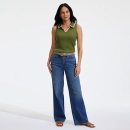 LANDS' END Recover Jeans High Waist mit weitem Bein, Damen,  Blau, by Lands' End