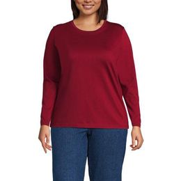 LANDS' END Supima-Shirt, Langarm, Damen,  Rot, Baumwolle, by Lands' End
