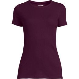 LANDS' END Feinripp-Shirt mit Rundhalsausschnitt und kurzen &Auml;rmeln, Damen,  Gr&uuml;n, Baumwolle/Elasthan, by Lands' End