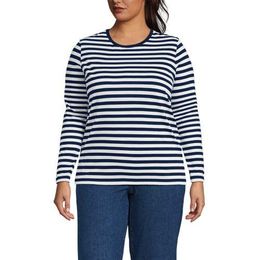 LANDS' END Supima-Shirt, Langarm, Damen,  Blau, Baumwolle, by Lands' End