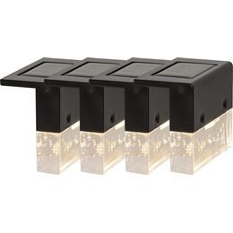 LED Solarleuchte "Solar-Wandleuchte Bubbly Fence", schwarz, B:8cm H:6,5cm L:8cm T:4,5cm, Parforce Traditional Hunting, Leuchten, 4er-Set, bubbly Acrylteil, D&auml;mmerungssensor