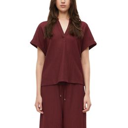 Blusenshirt s.Oliver, Damen, Gr. 36, schwarz pomegranat, Web, Obermaterial: 98% Polyester, 2% Elasthan, unifarben, normal h&uuml;ftbedeckend, Rundhals, abgesteppte Kante, Shirts Blusenshirt, Kurzarm Sommerbluse