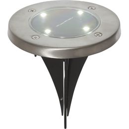 LED Solarleuchte "Solar Spotlight Rasenleuchte", silber, B:11,5cm H:2cm L:11,5cm T:11,5cm &Oslash;:11,5cm, Parforce Traditional Hunting, Leuchten, 3er-Set, flache Bauform, D&auml;mmerungssensor