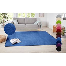 Teppich Hanse Home "Shashi" Gr. 2, blau, B:80cm H:8,5mm L:150cm, Kunstfaser, Teppiche, Teppich, Kurzflor, Unifarben, L&auml;ufer, weich, Esszimmer, Kinderzimmer, Flur