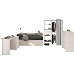 Jugendzimmer-Set Parisot "Parisot Sleep 13", wei&szlig;, ohne Matratze, B/H: 90cm x 200cm, Schlafzimmerm&ouml;bel-Sets, R&uuml;ckwand am Stauraumett drehbar - Wei&szlig; oder Eiche