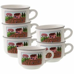 Villeroy & Boch Tasse VILLEROY & BOCH "Fr&uuml;hst&uuml;ckstassen Design Naif 330 ml 6er Set bunt", bunt, Porzellan, Trinkgef&auml;&szlig;e, Tasse