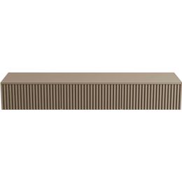 HBZ-MEBLE Lowboard HBZ "Lowboard Lanai, h&auml;ngend, mit moderner Rillenoptik", kaschmir, B:150cm H:25cm T:40cm, Holzwerkstoff, Sideboards, Lowboard, Breite 150cm, Melaminbeschichtung, Push-to-Open